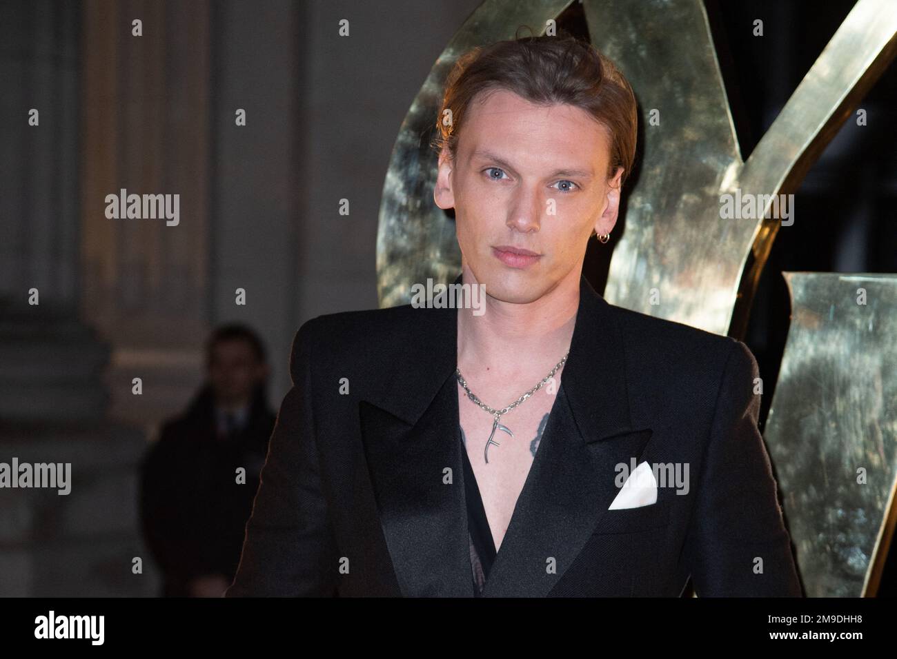 Jamie Campbell Bower attending the Saint Laurent Menswear Fall-Winter ...