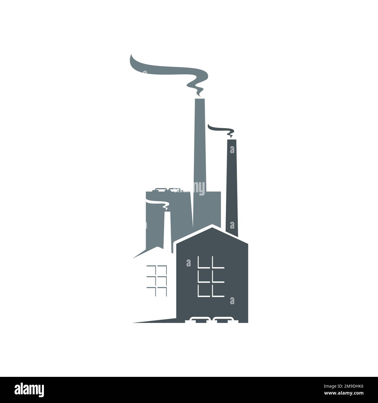 Factory building, industrial plant icon. Manufacturing company, power ...