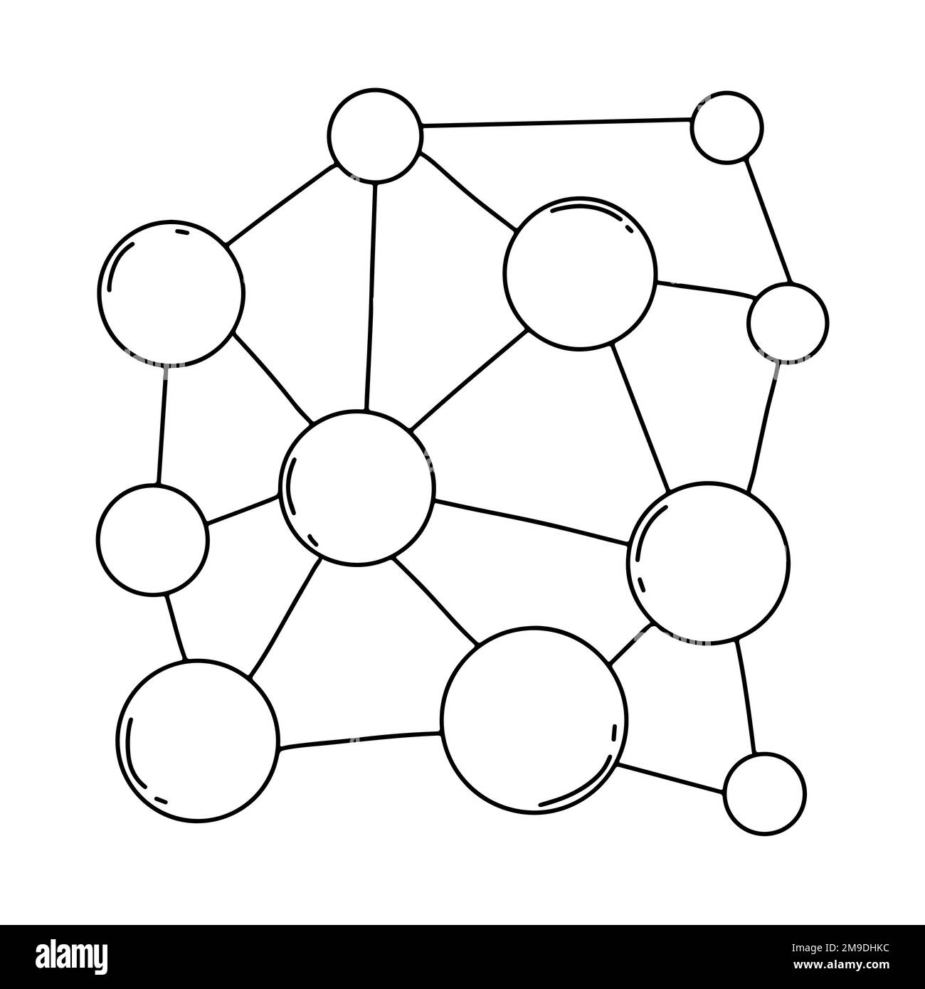 Social media network connection scheme in hand drawn doodle style ...
