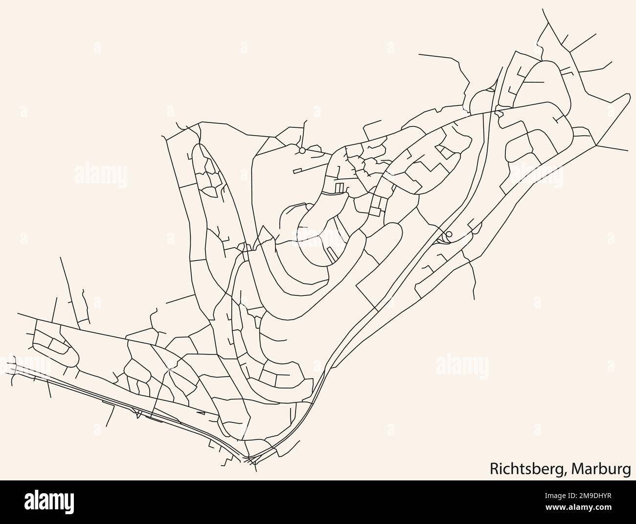 Street roads map of the RICHTSBERG DISTRICT, MARBURG Stock Vector Image ...