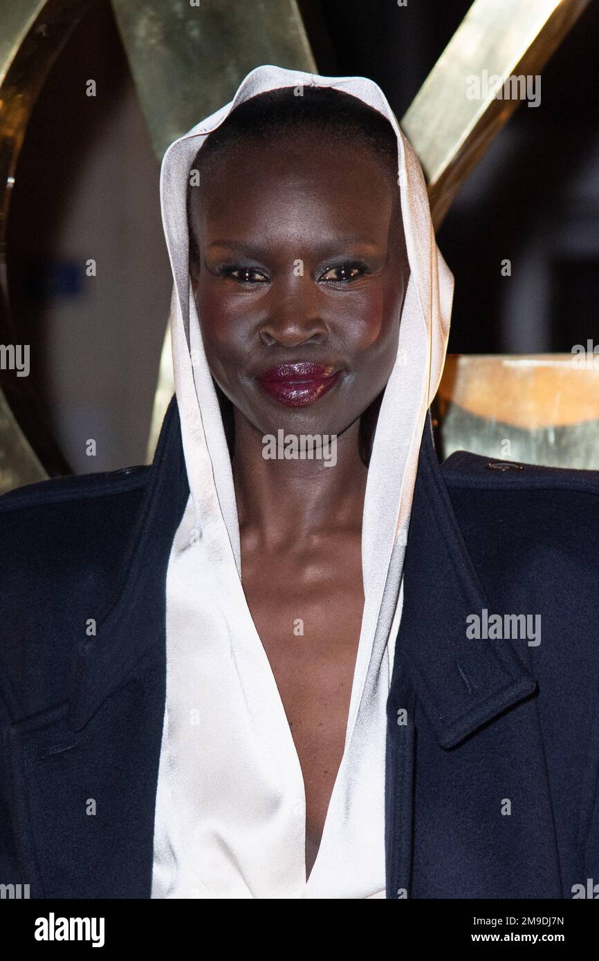 Alek Wek attending the Saint Laurent Menswear Fall-Winter 2023-2024 ...
