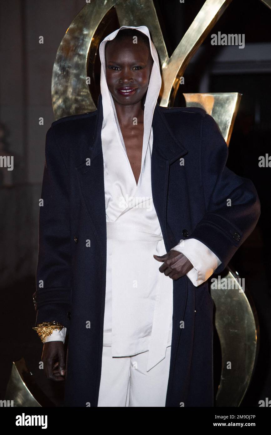 Alek Wek attending the Saint Laurent Menswear Fall-Winter 2023-2024 ...