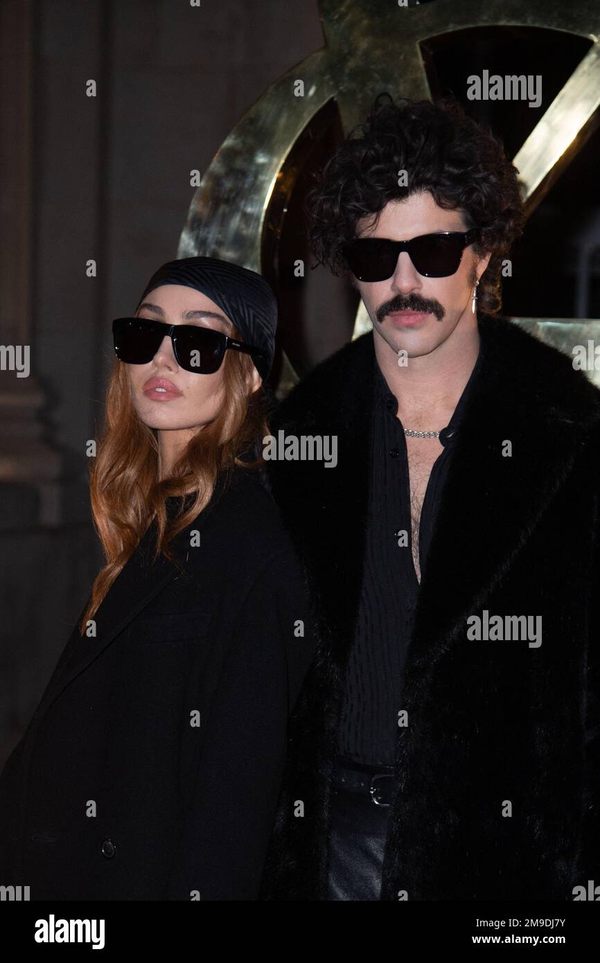Nadia Lee Cohen and Josh Landau attending the Saint Laurent Menswear ...