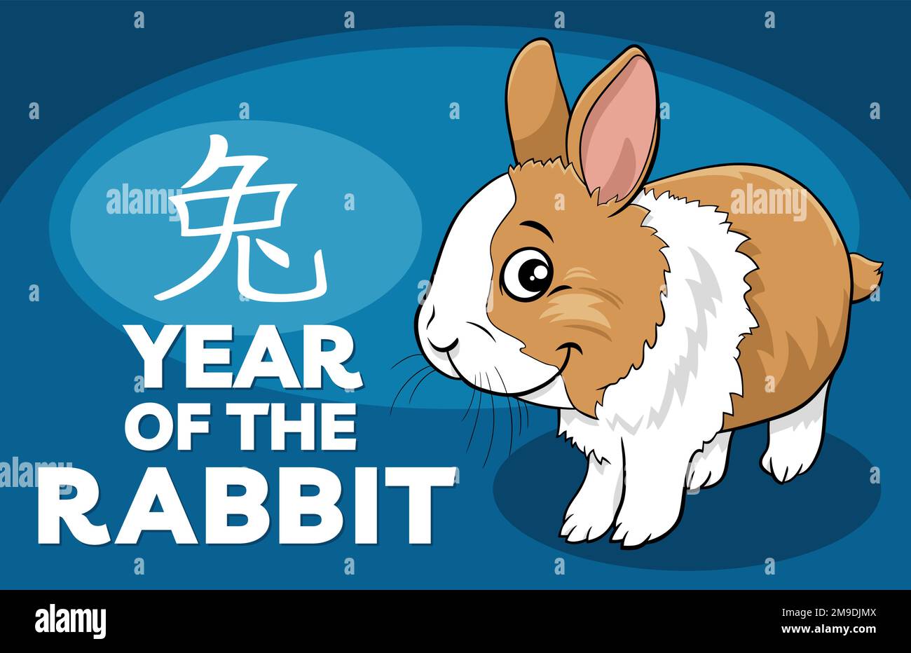 Cartoon illustration of Chinese New Year design with Rabbit character ...