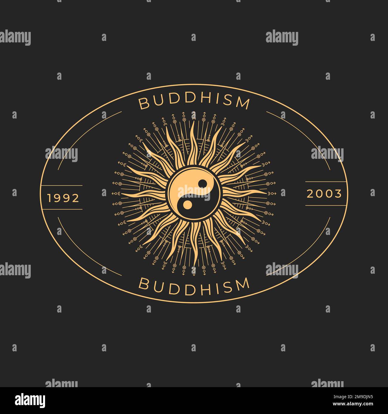 Buddhism religion sacred astrology or magic icon with Yin and Yang ...