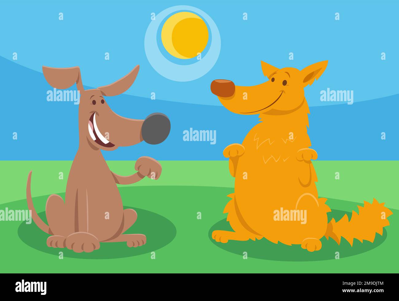 Cartoon illustration of two happy dogs comic animal characters Stock ...