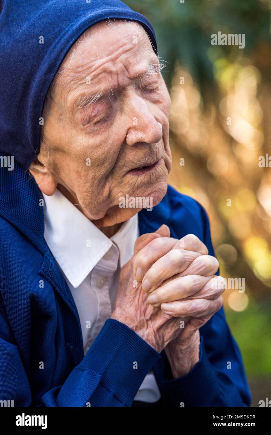 File photo dated February 10, 2021 of Sister Andre, Lucile Randon in ...