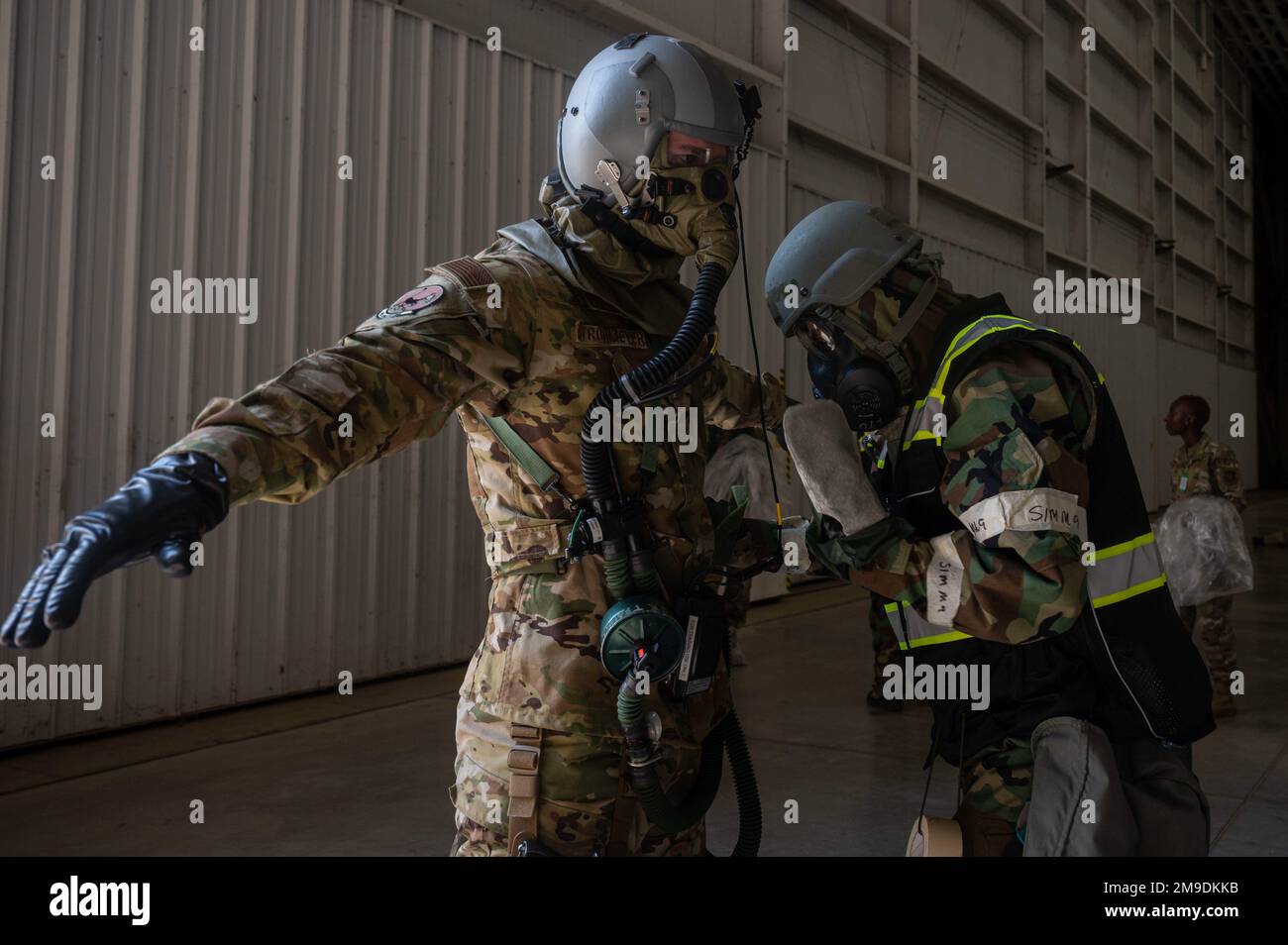 Capt. James Strohmeyer, 41st Airlift Squadron pilot, is scanned for ...