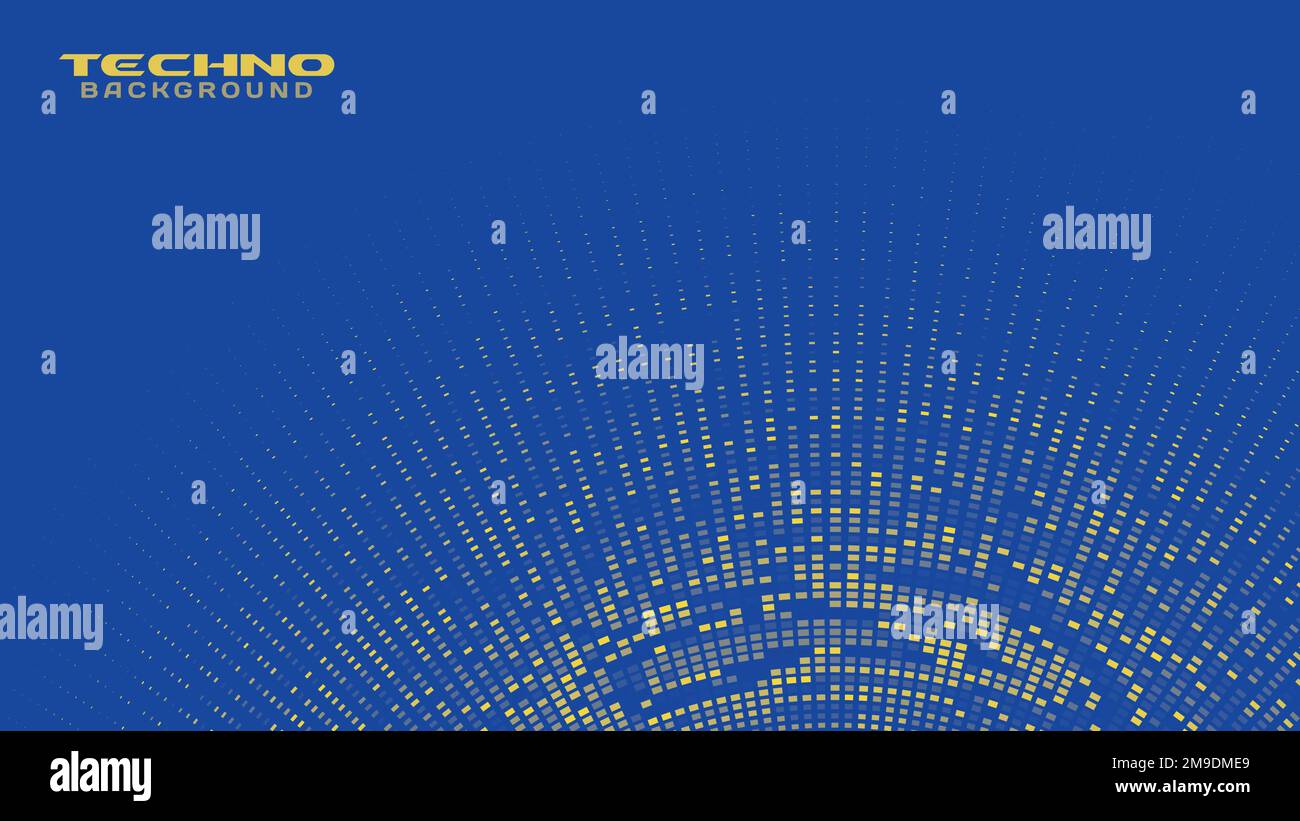 Abstract techno background with yellow dotted circle. Technologic ...