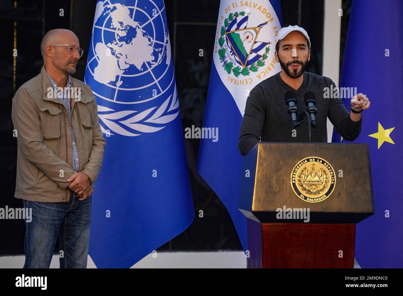 San Salvador, El Salvador. 17th Jan, 2023. Nayib Bukele, President of ...