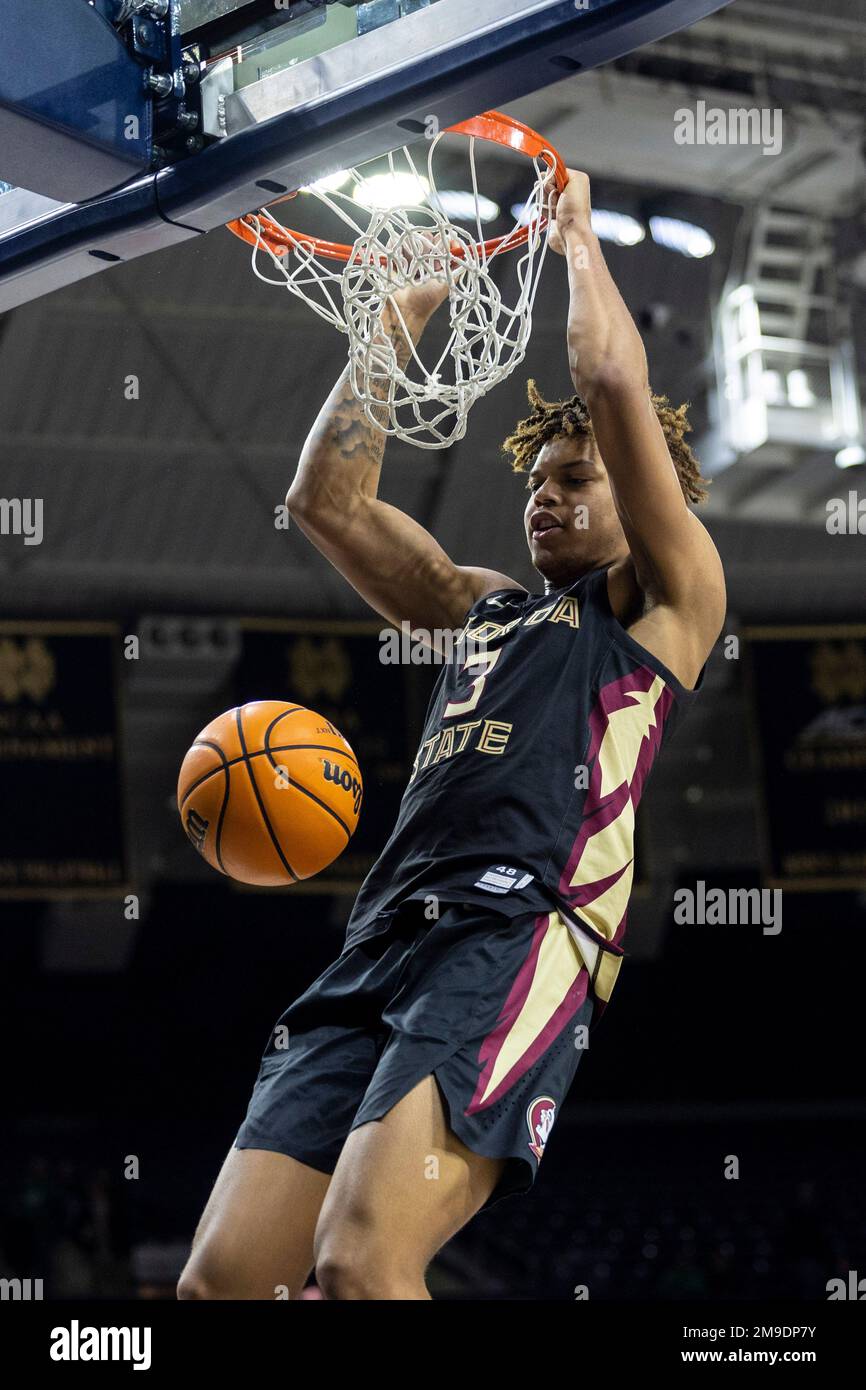 South Bend, Indiana, USA. 17th Jan, 2023. Florida State forward Cameron ...
