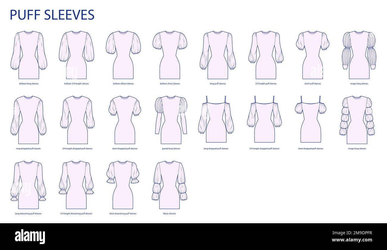 Set of Puff sleeves clothes dropped, baloon, virago, Marie, paned ...