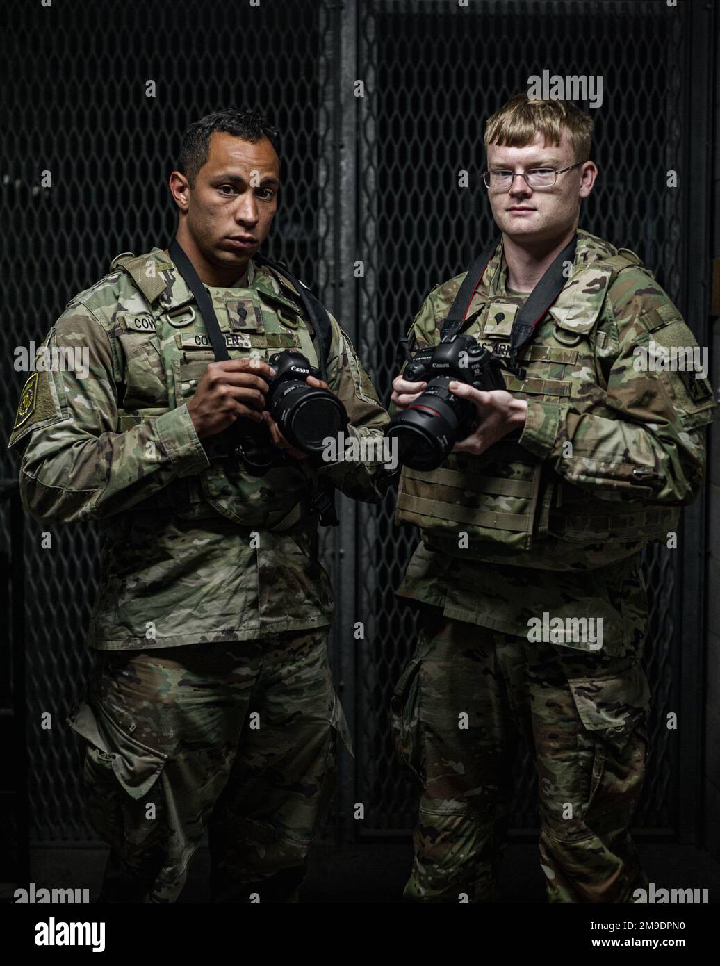 U.S. Army Spc. Jameson Harris and Spc Joshua Cowden, assigned to 22nd ...