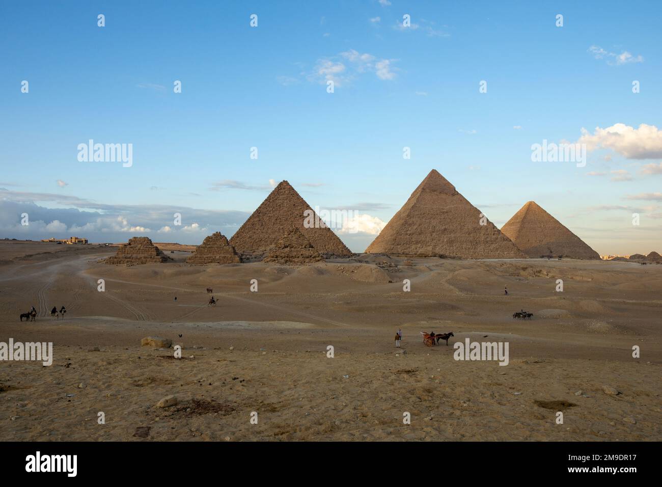 All three main pyramids of Giza. Pyramid of Menkaure, of Khafre or ...