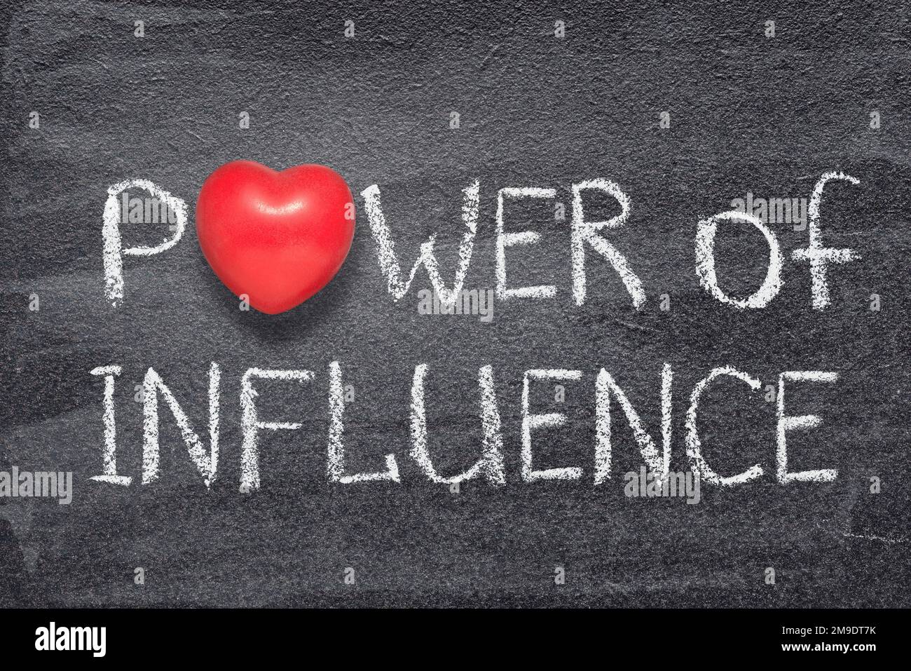 power of influence phrase written on chalkboard with red heart symbol ...