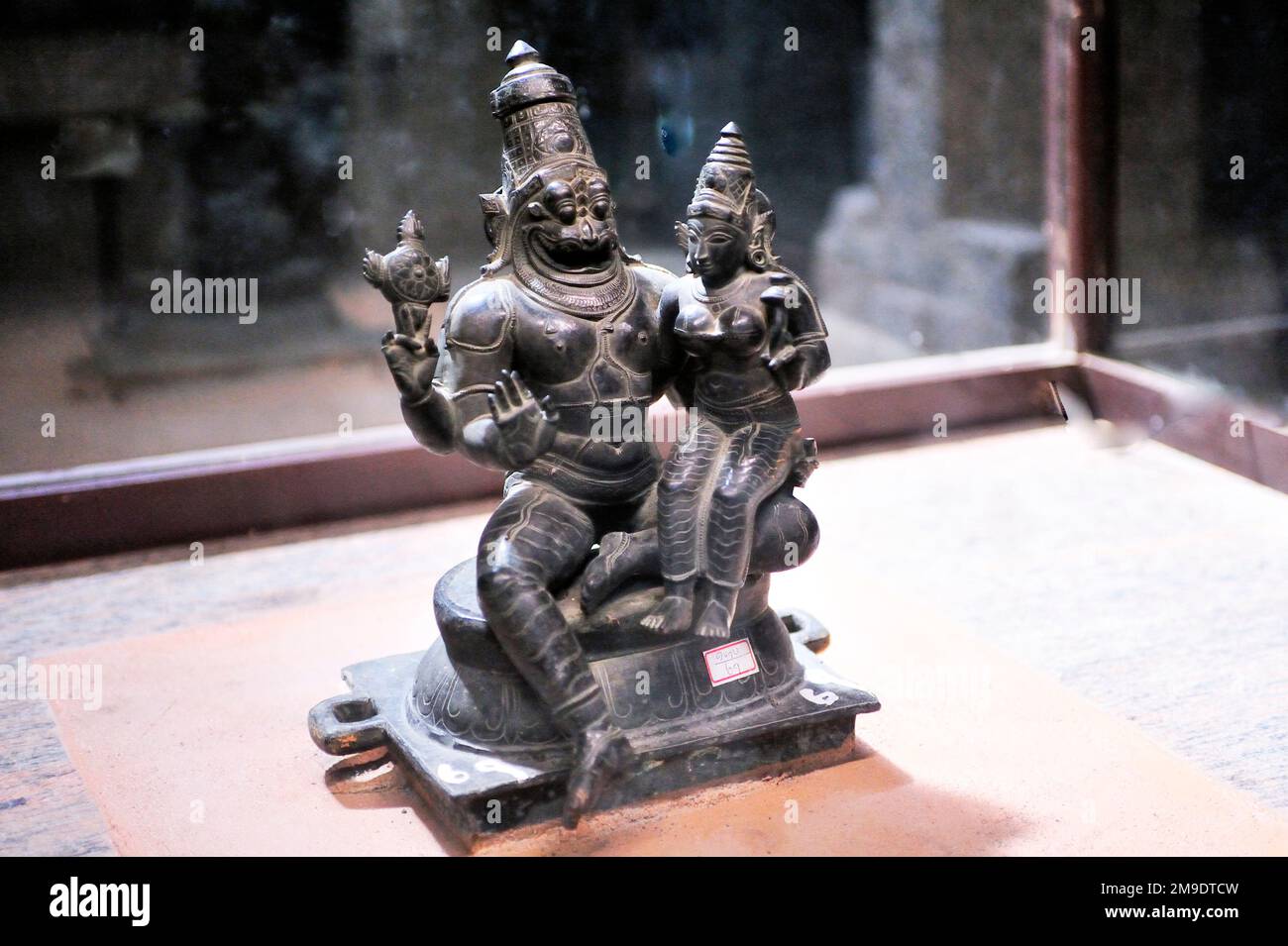 Sculpture of a Narsimha in bronze chola dynasty in meenakshi temple ...
