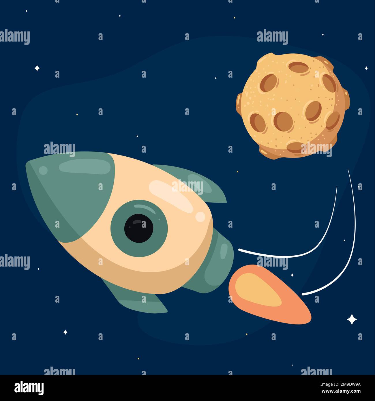 rocket with space moon Stock Vector Image & Art - Alamy