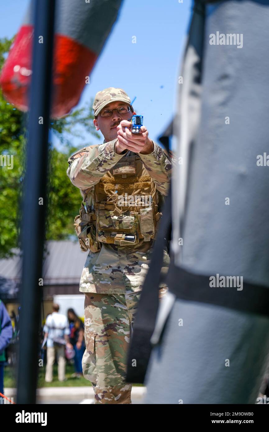 TSgt Josiah Brodsky, 35th Security Forces member, performs a taser ...