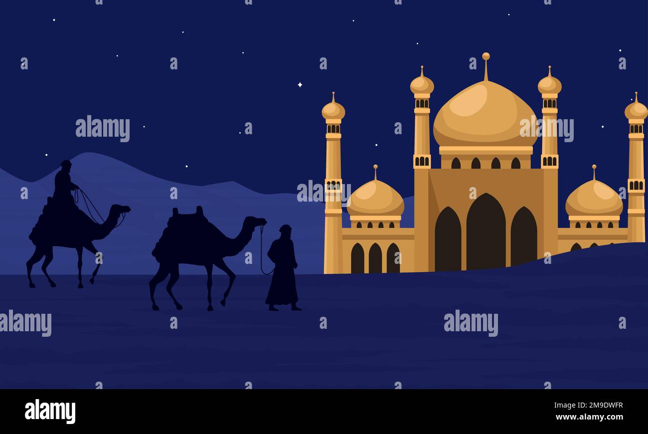 muslim mosque and camels Stock Vector Image & Art - Alamy