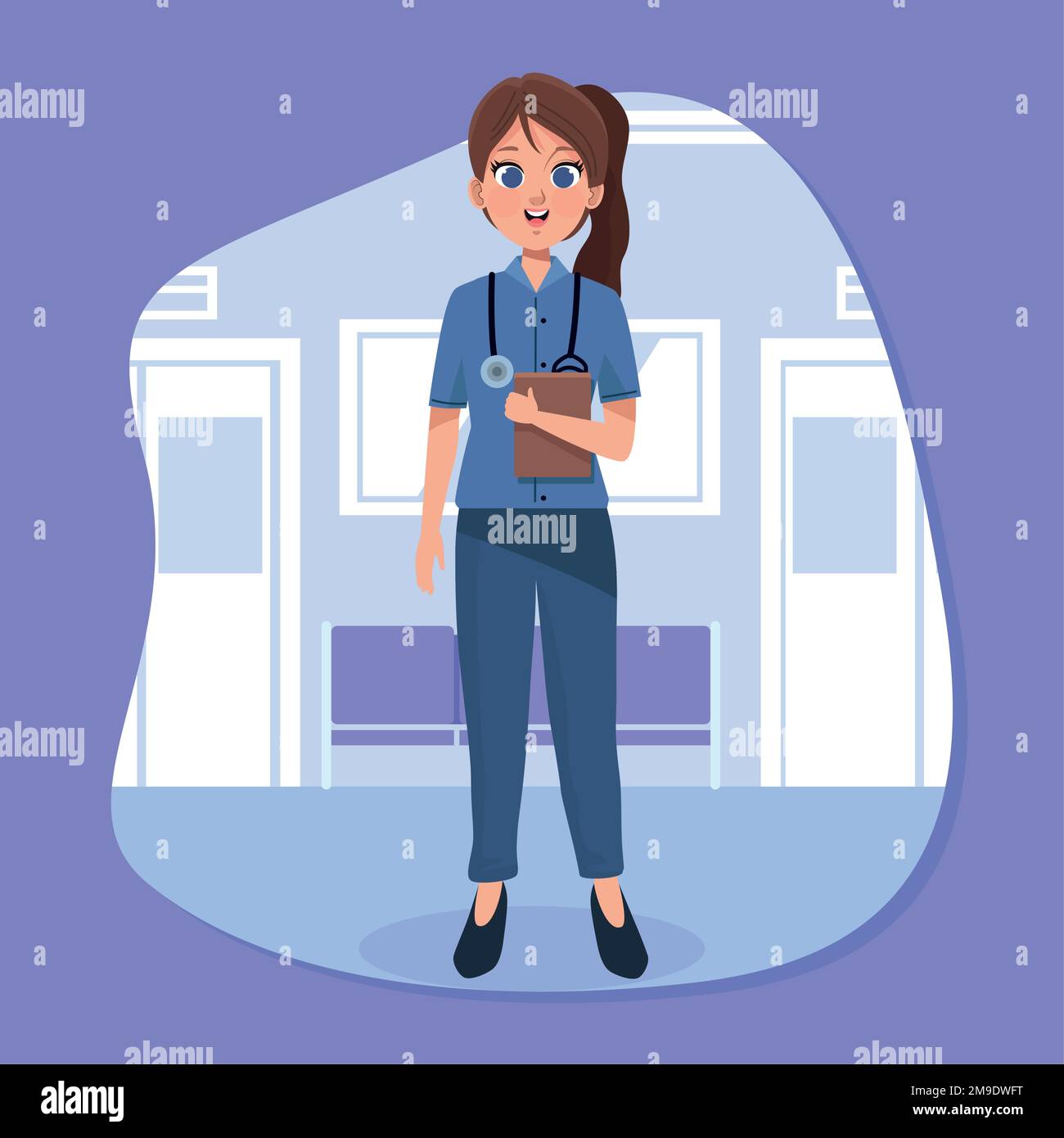 Doctor clipboard young female Stock Vector Images - Alamy
