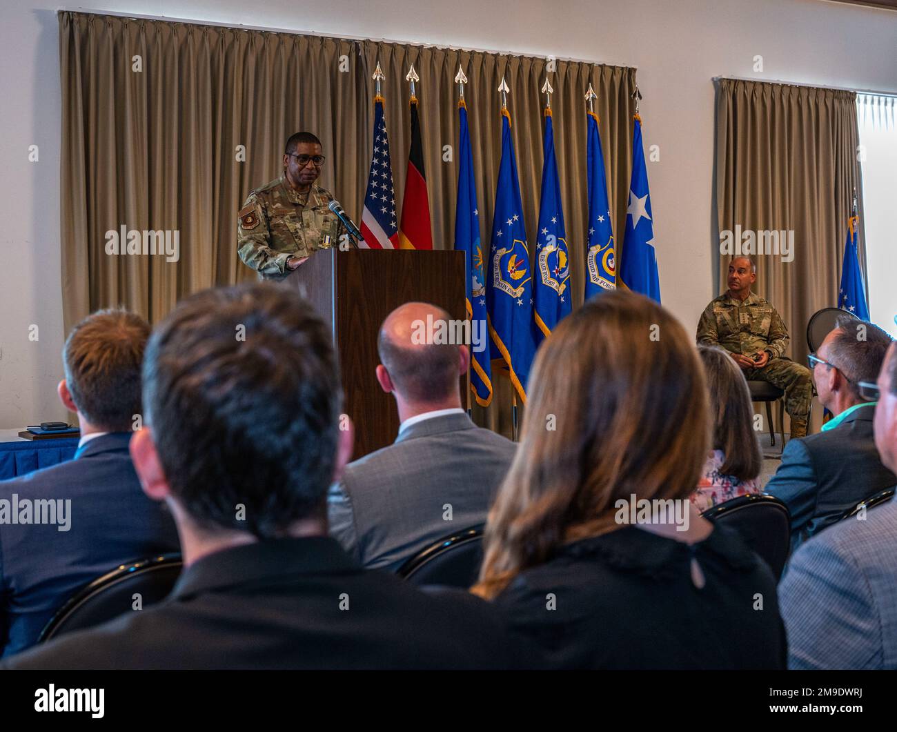U.S. Air Force Maj. Gen. Randall Reed, Third Air Force commander, gives ...