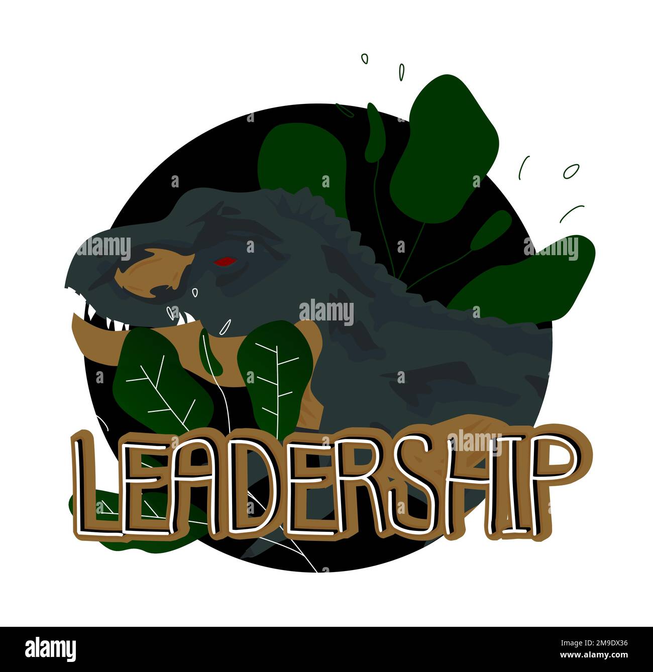 Dinosaur with speech bubble saying Leadership word. Tyrannosaurus Rex ...