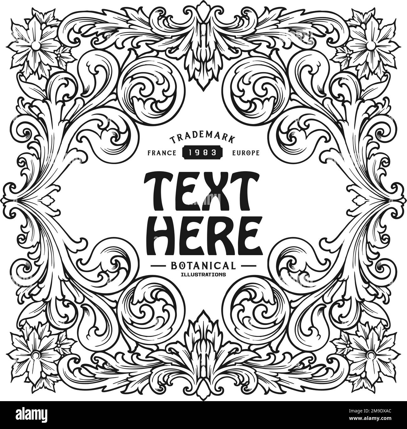 Vintage frame swirl victorian classic ornament monochrome vector ...