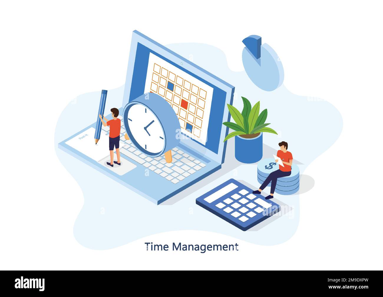 Time management banner with character and text place. Can use for web ...