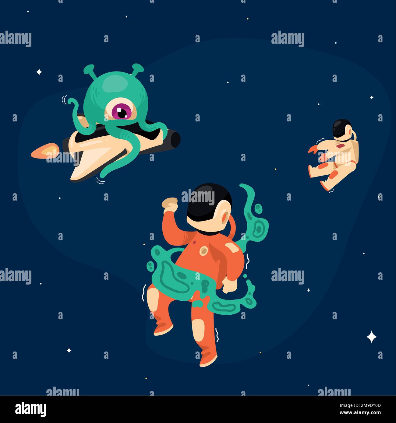 astronauts and alien Stock Vector Image & Art - Alamy