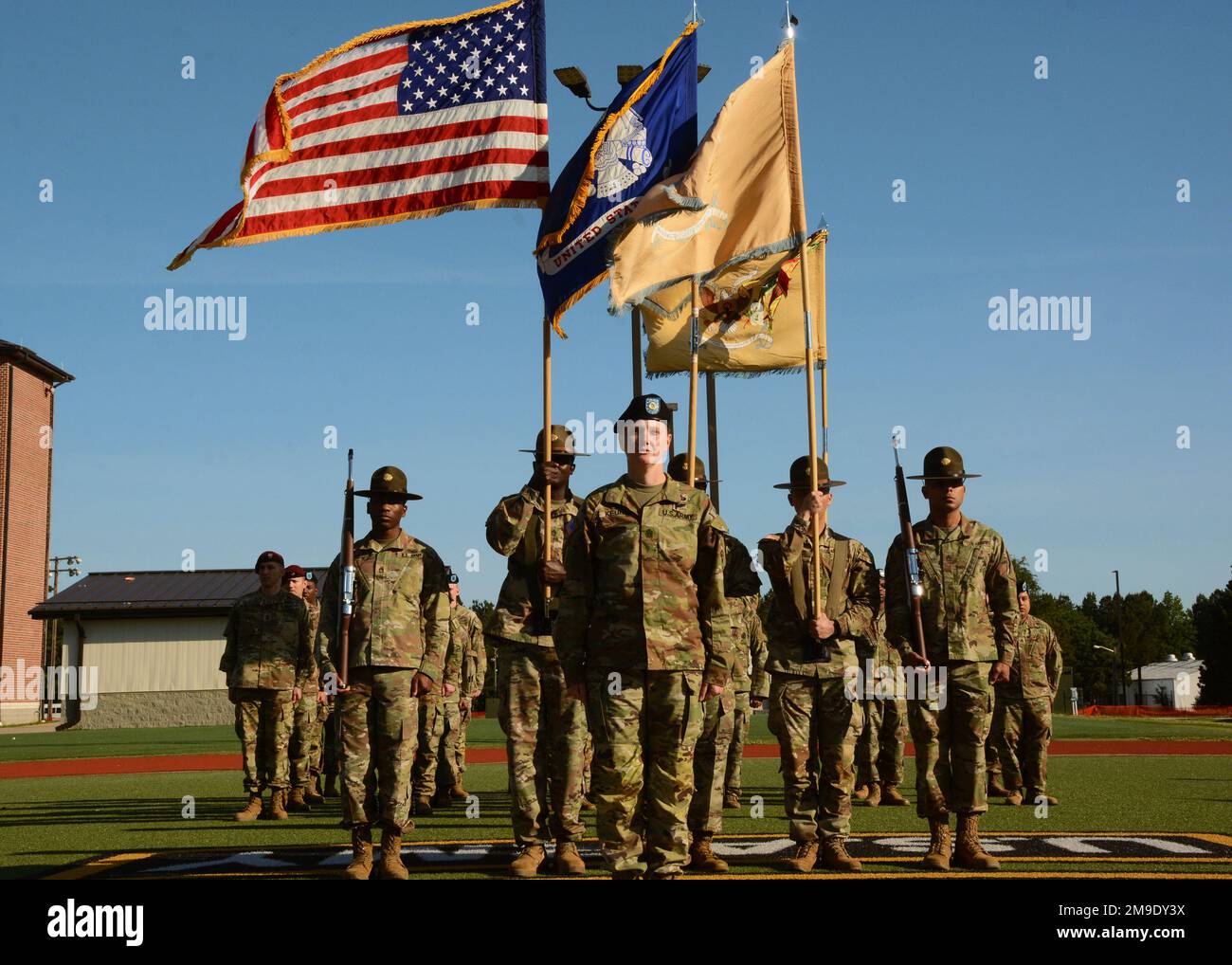 Command Sgt. Maj. Krista K. Keune leads a troop formation during the ...