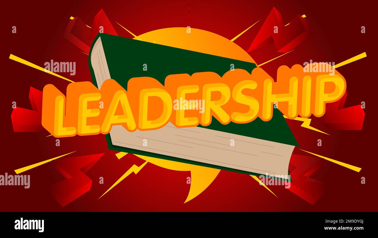 Leadership word on a book, cartoon vector illustration Stock Vector ...