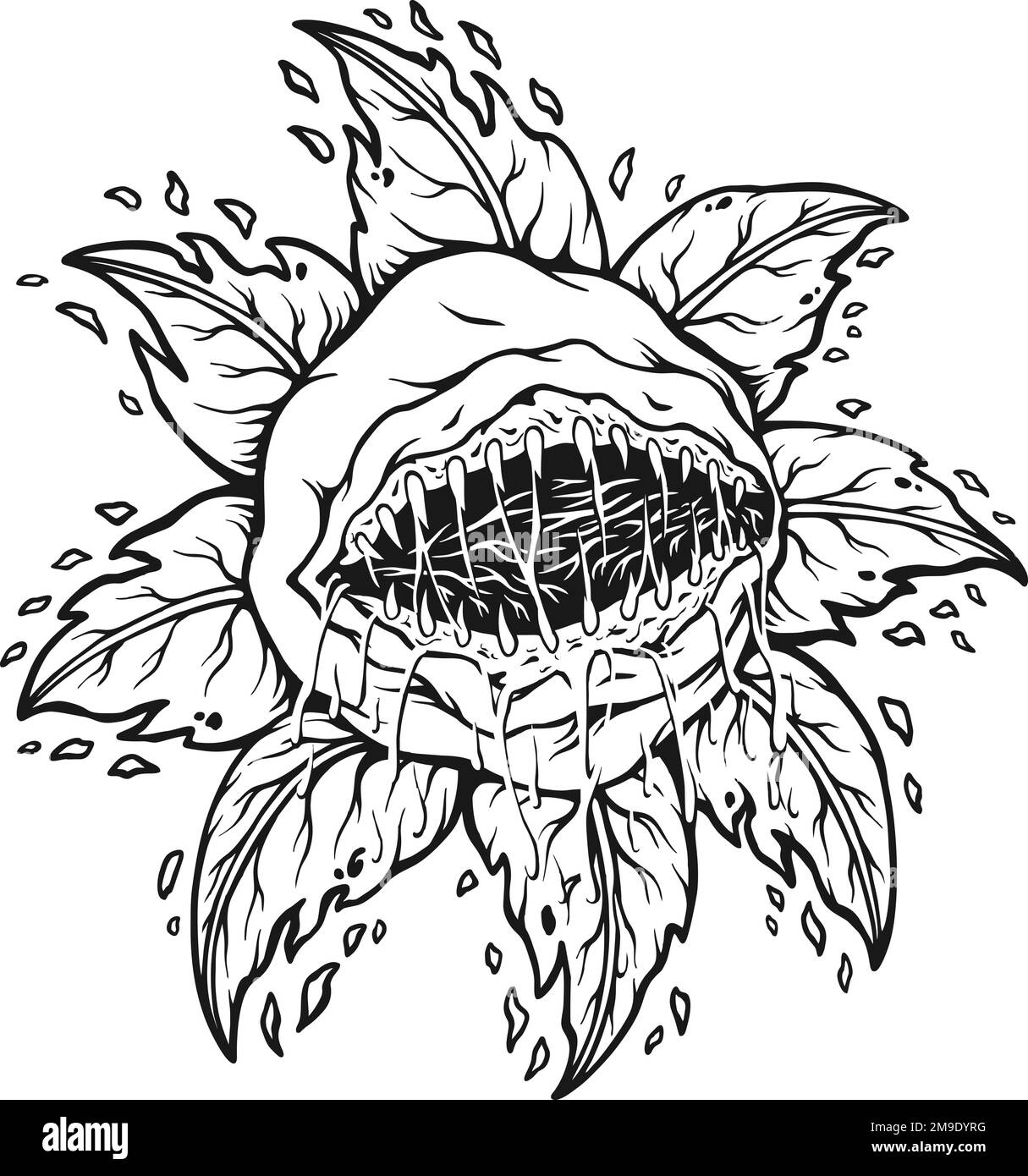 Creepy predator evil monster plant illustrations silhouette vector ...