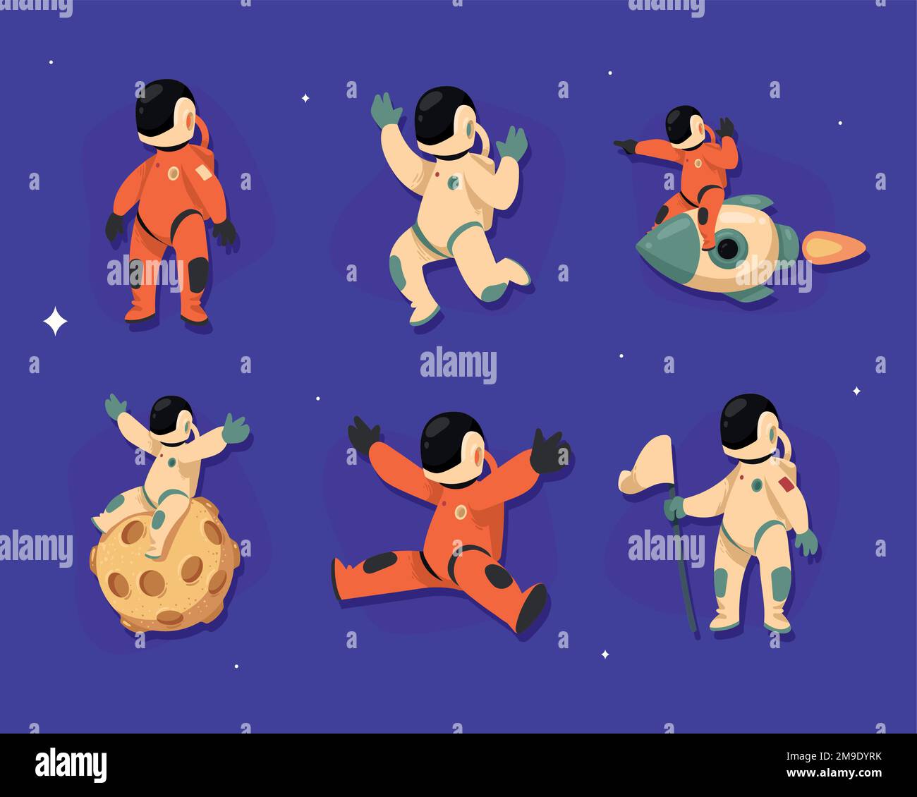 six astronauts comic characters Stock Vector Image & Art - Alamy