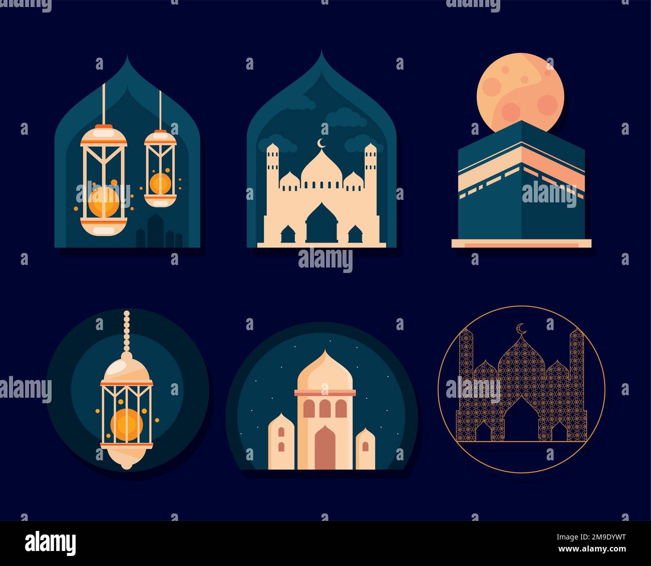 six ramadam celebration icons Stock Vector Image & Art - Alamy