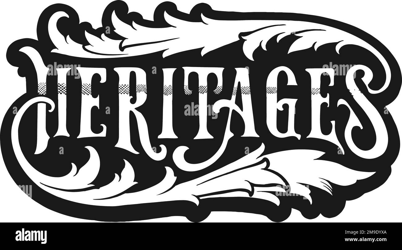 Elegant floral heritage hand lettering word silhouette vector ...