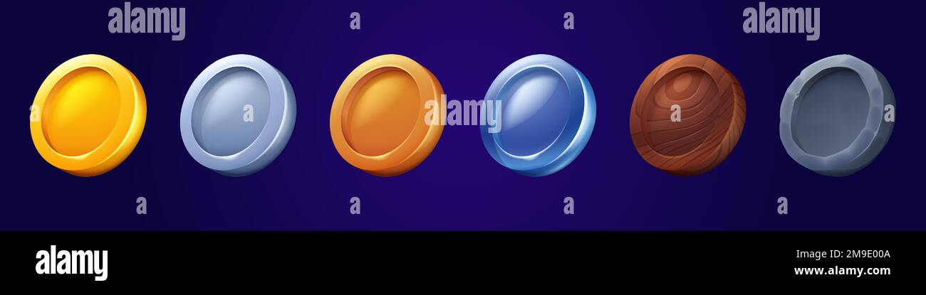 Game buttons, round frames or ui level icons cartoon design. Empty ...