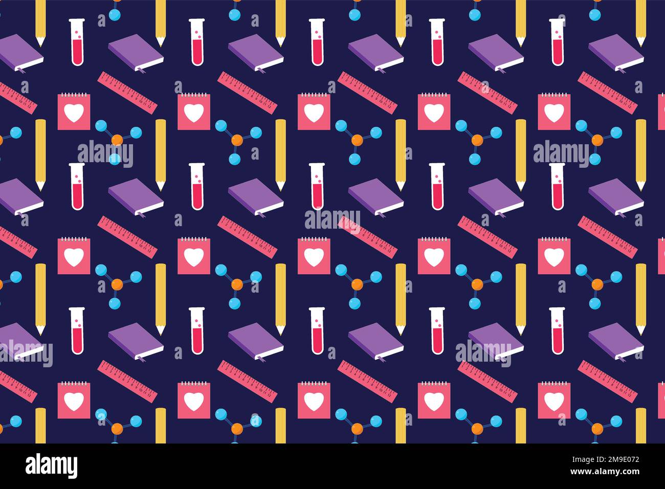 Academic pattern design on a dark background. Seamless educational ...