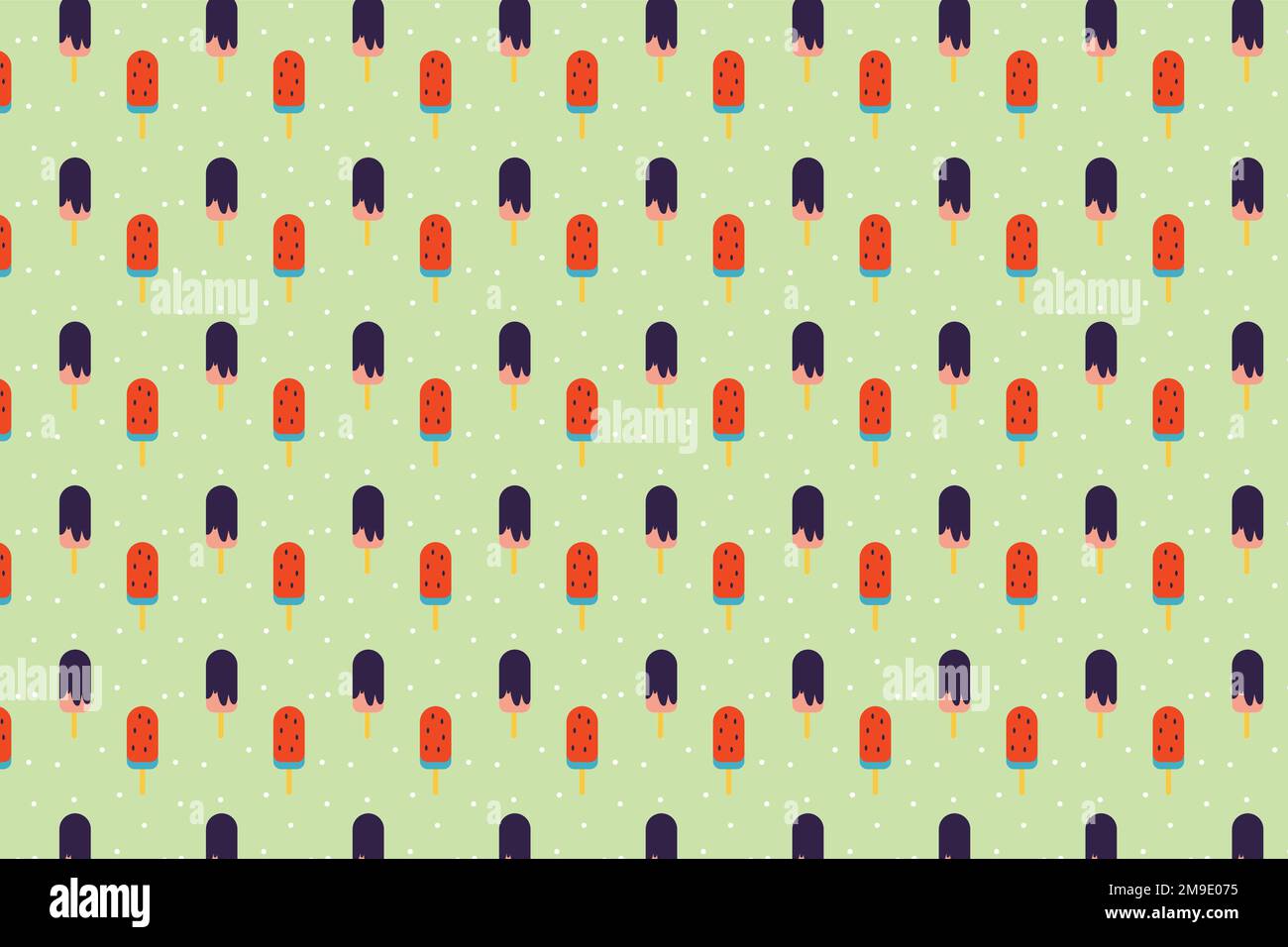 Ice cream pattern decoration with tasty popsicles on a light green ...