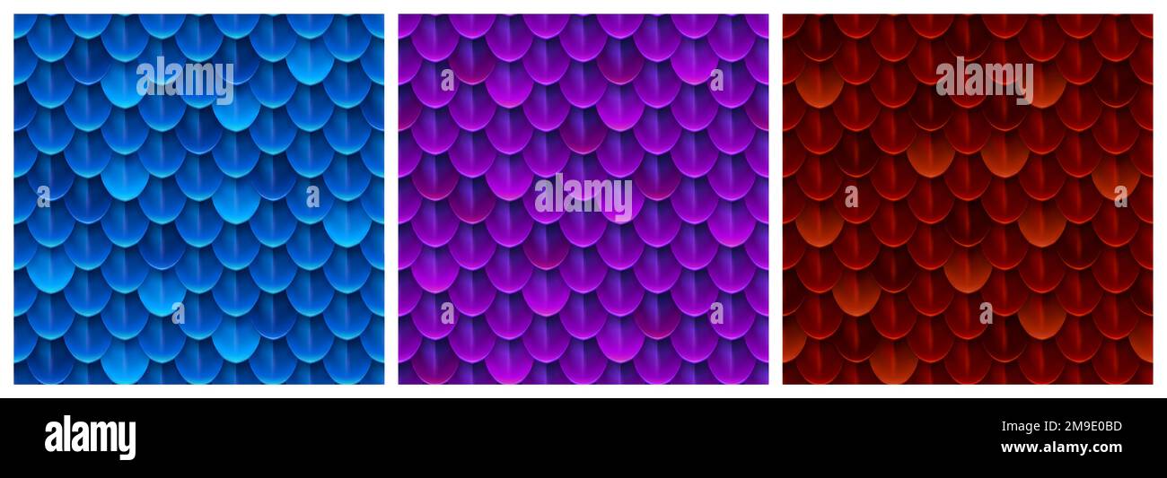 Textures of dragon scale, snake skin. Seamless patterns of blue, purple ...