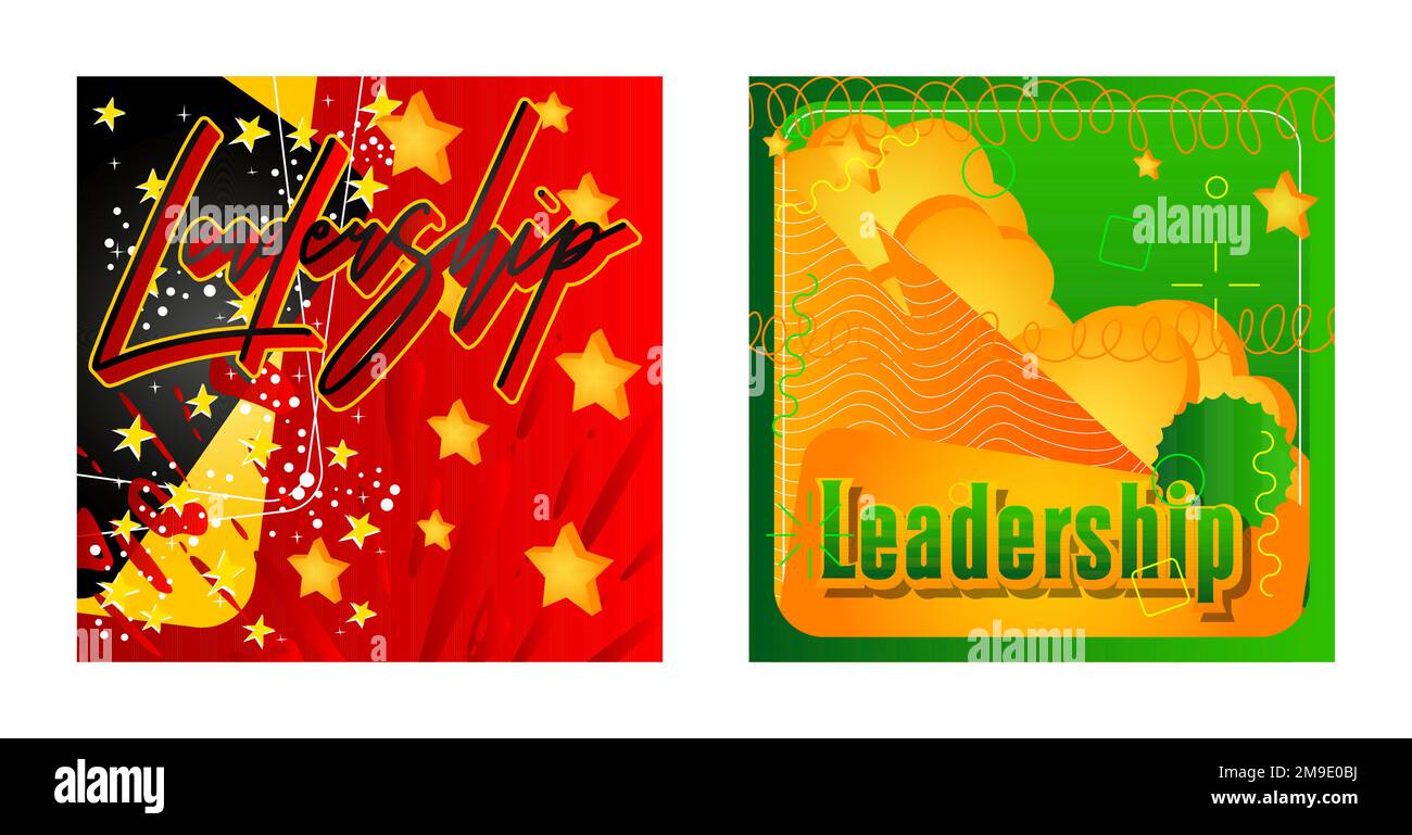 Leadership vector poster template set. Abstract event illustration for ...
