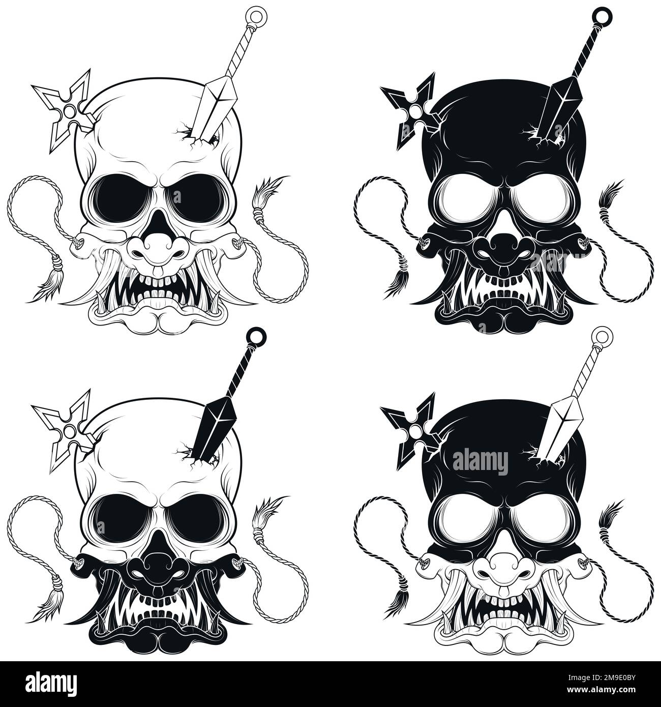 Vector illustration Hannya kabuki mask, Japanese Oni Demon Stock Vector ...