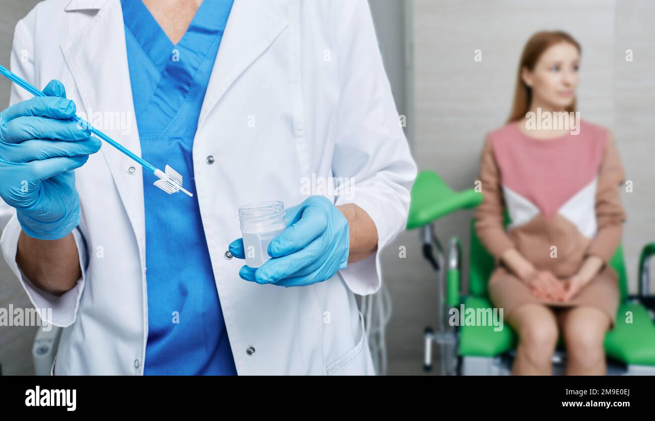 Cytobrush for sampling endocervical cells in doctor hands during PAP ...