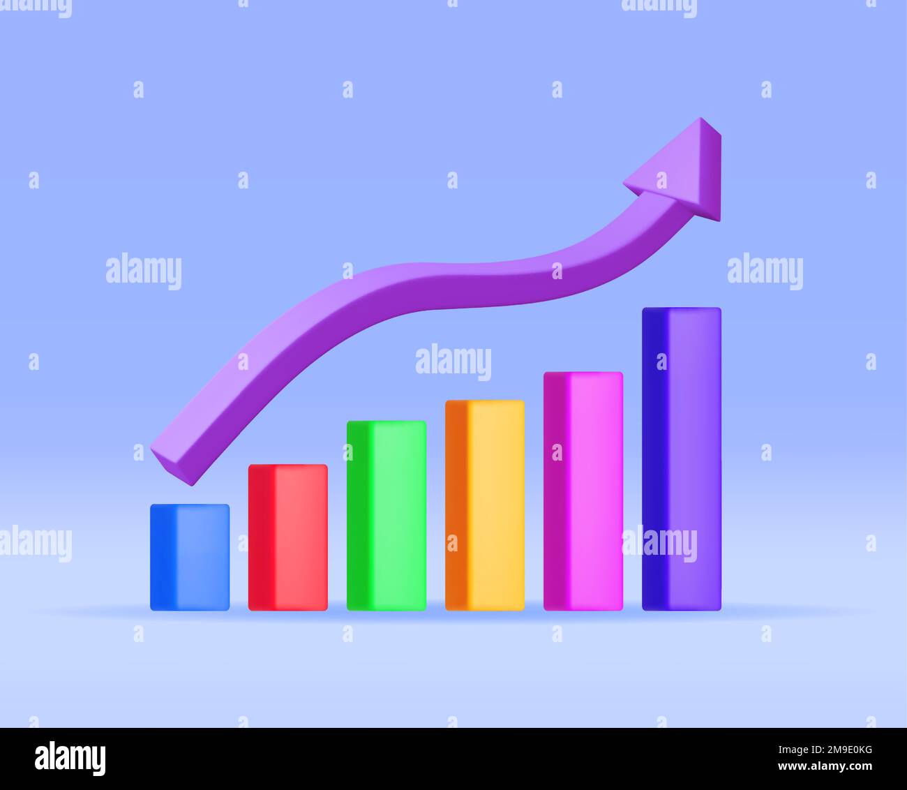 3D Growth Stock Diagram with Arrow Stock Vector Image & Art - Alamy