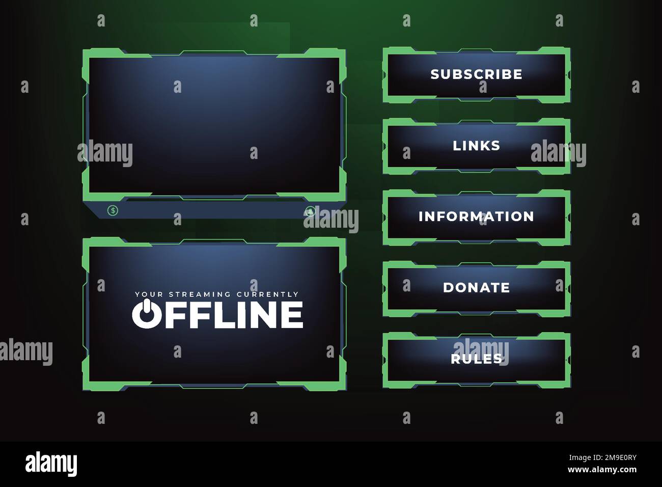 Futuristic green gaming overlay decoration for online gamers. Live ...