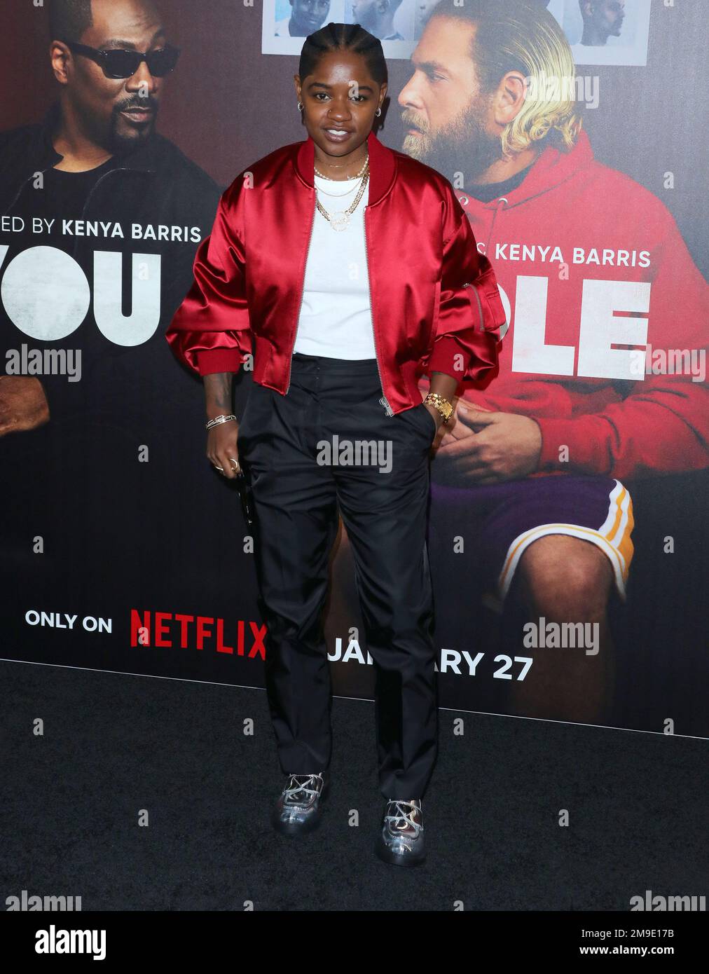 Bre-Z arrives at YOU PEOPLE Los Angeles Premiere held at The Regency ...