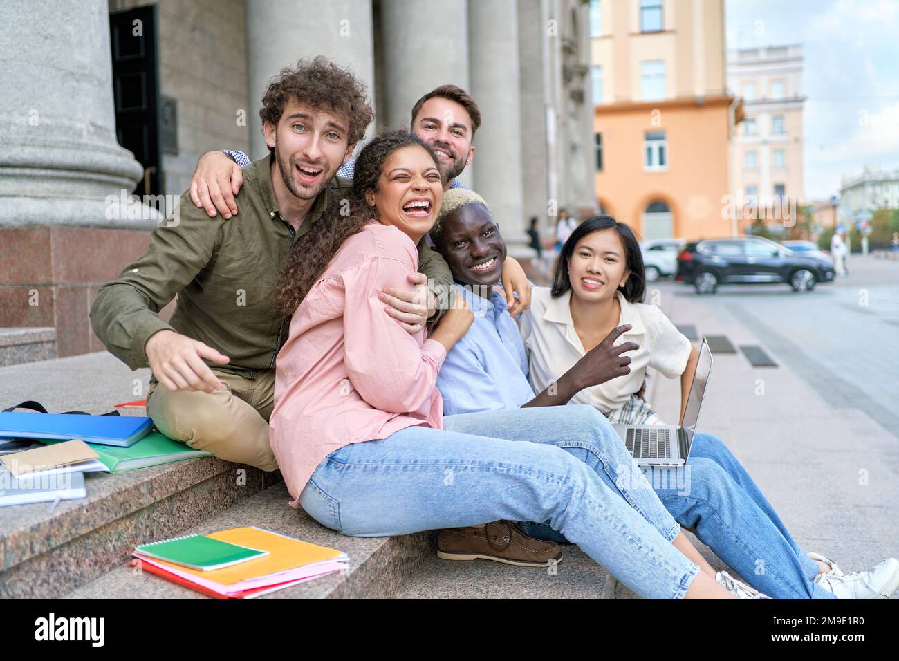 Positive friends sitting thumbs up hi-res stock photography and images ...