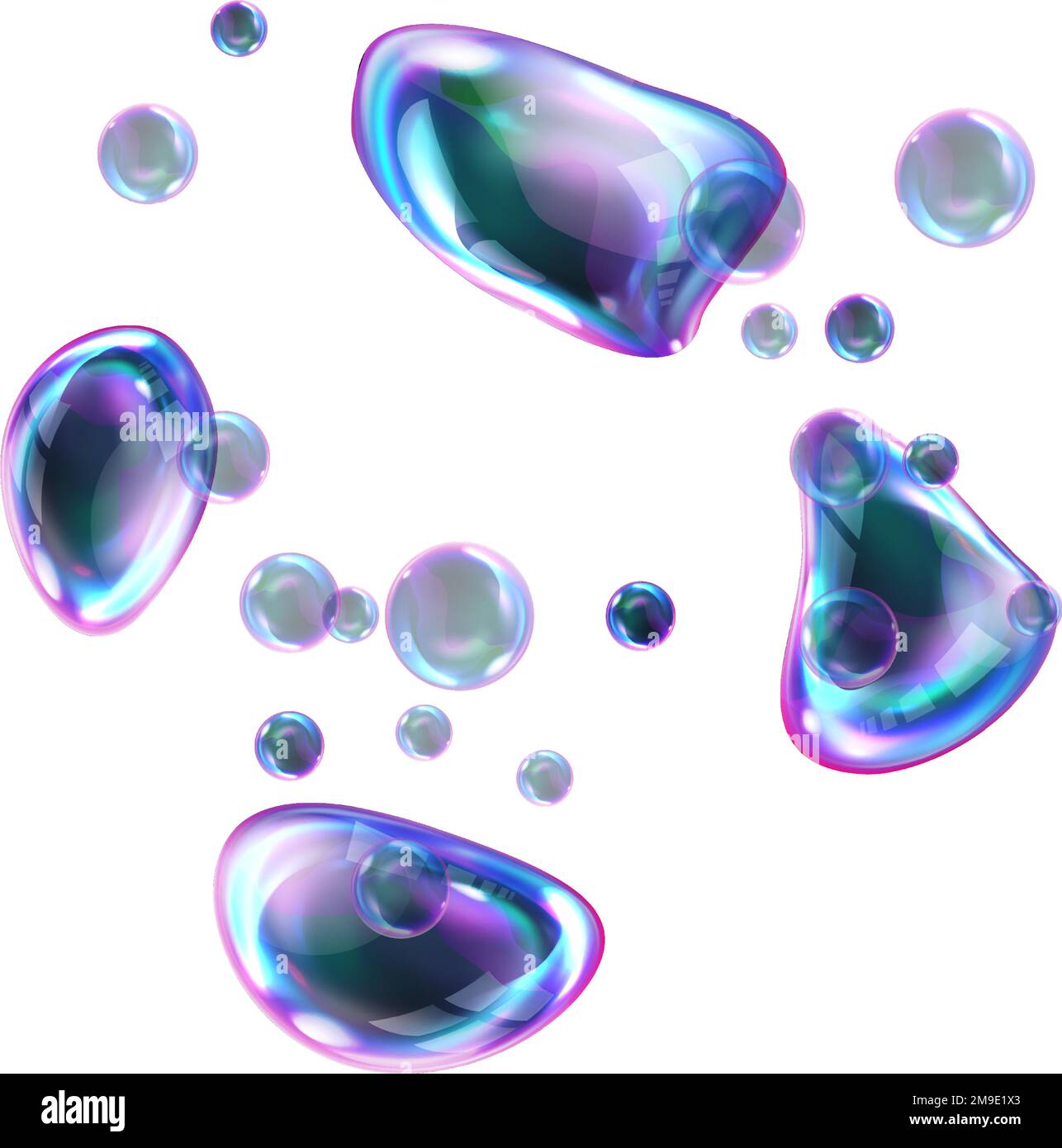 Bursting soap bubbles realistic vector, transparent air sphere of ...