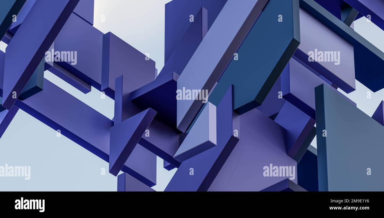 violet blue abstract geometric shape 3d render illustration Stock Photo ...