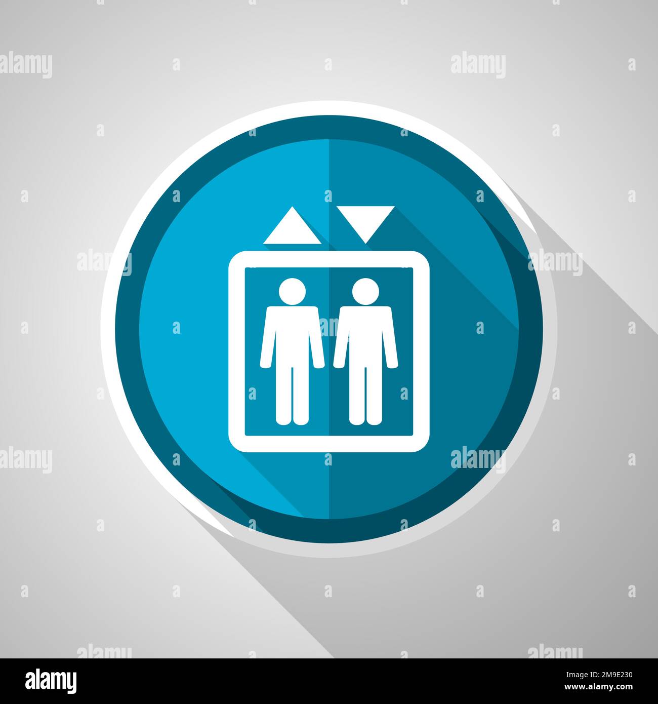 Elevator, lift symbol, flat design vector blue icon with long shadow ...