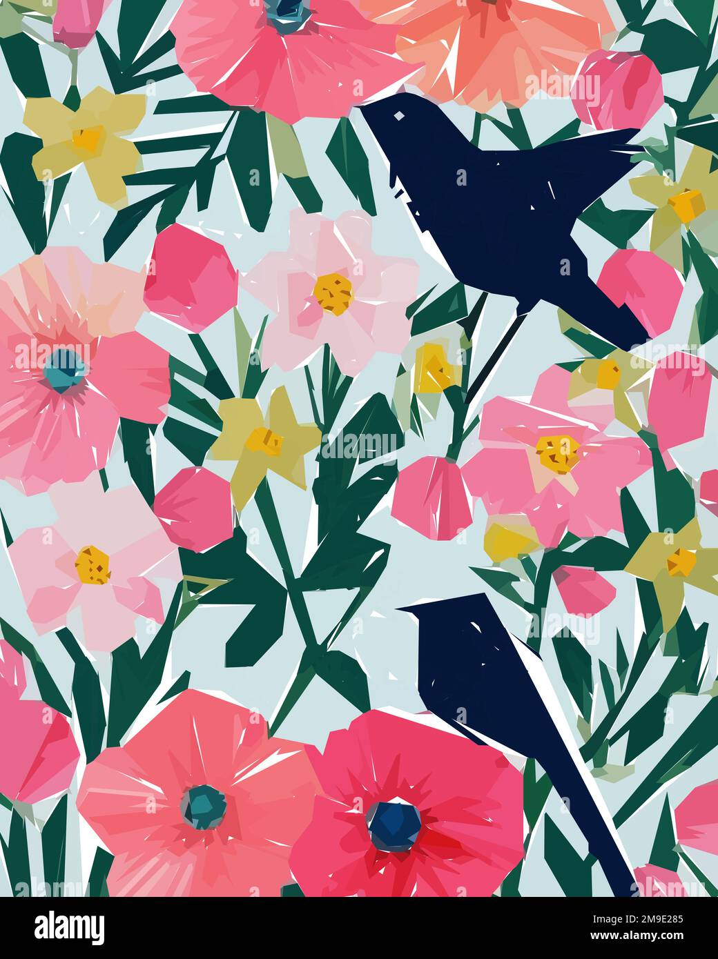 Colorful flowers, plants and leaves. Vector illustrations of flower and ...